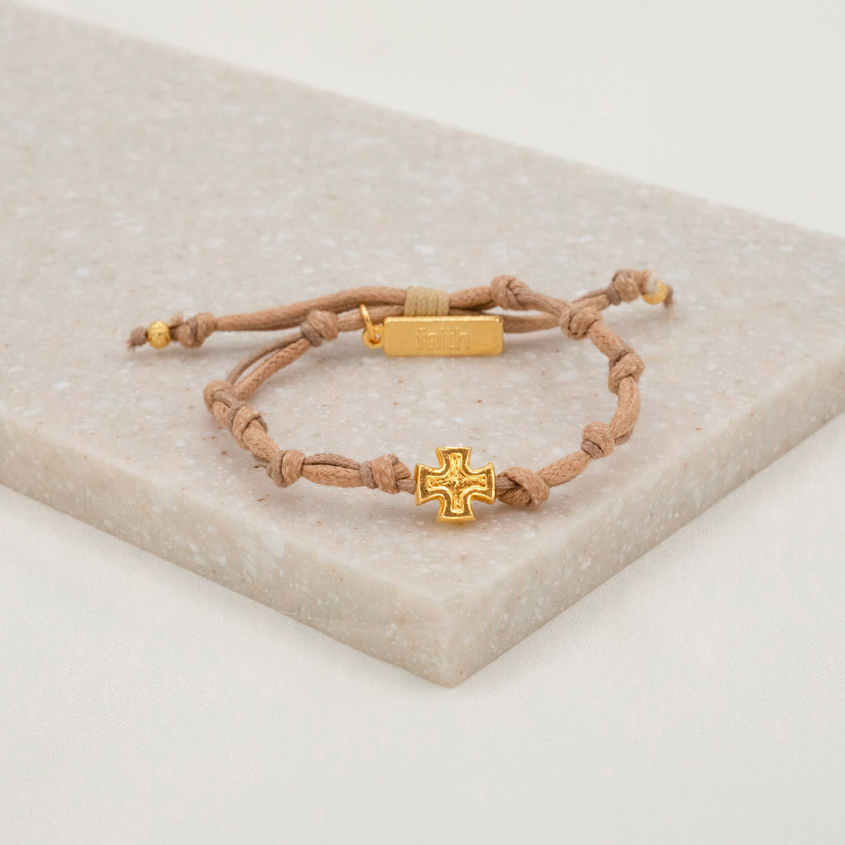 My Saint My Hero - Surrender Prayer Bracelet (Tan and Gold) – THE RED DOOR