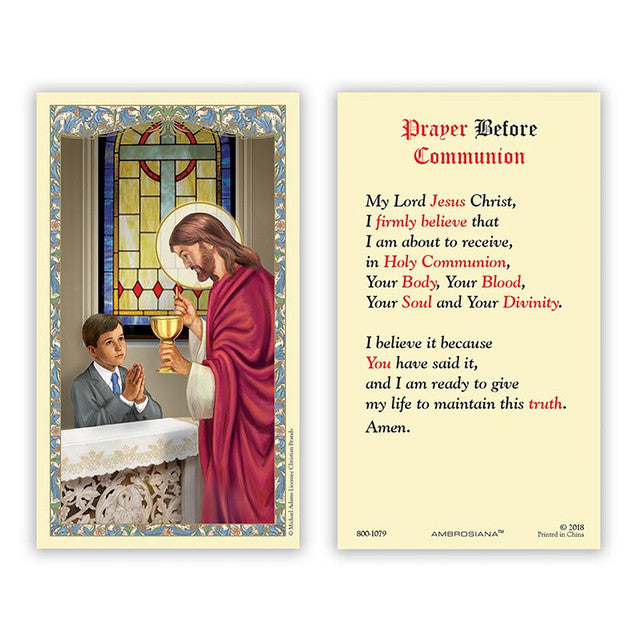 First Communion Boy Laminated Holy Card – THE RED DOOR