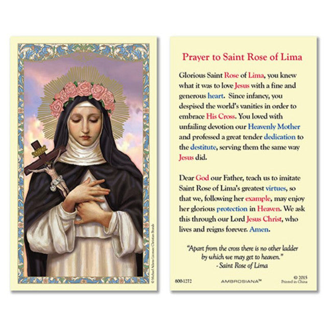 St. Rose of Lima Laminated Holy Card – THE RED DOOR