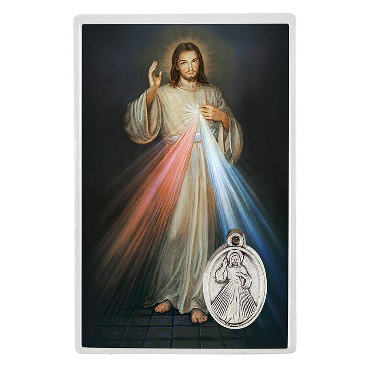 Divine Mercy Holy Card with Medal – THE RED DOOR
