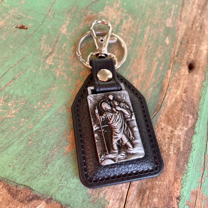 St. Christopher Leather Keychain – THE RED DOOR