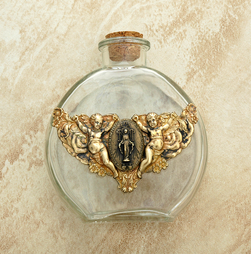 Vintage Style Holy Water Bottle, Angels with Miraculous Medal – THE RED ...